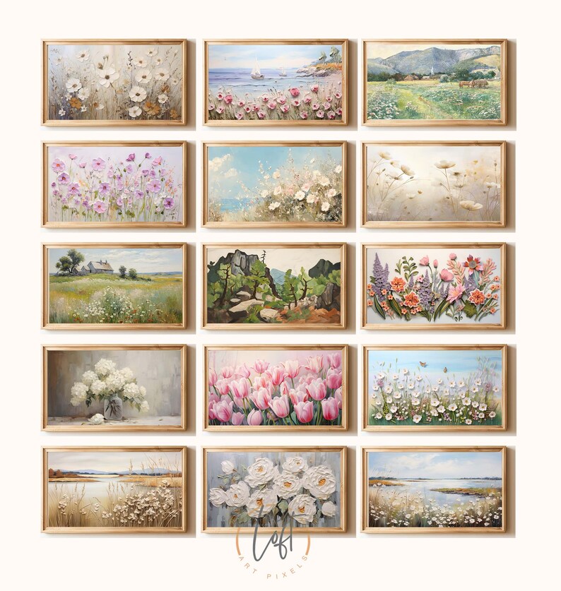 Spring Frame Tv Art Bundle of 90+ | Colorful Textured Floral Tv ...