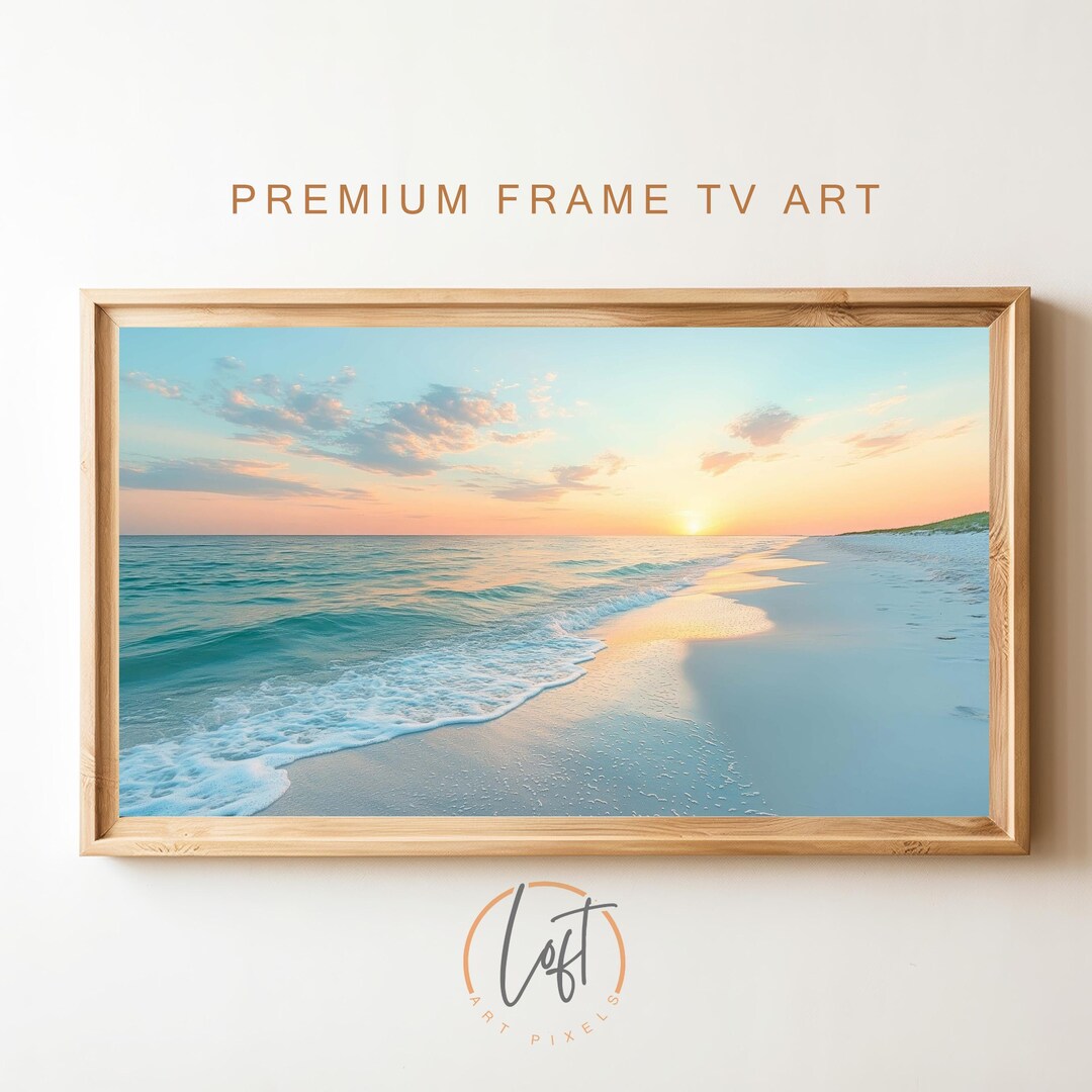Beach Sunset Frame TV Art, Coastal Digital Download - Etsy