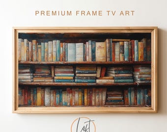 Samsung Frame Tv Art | Library Books Samsung Art Tv | Book Art | Dark ...