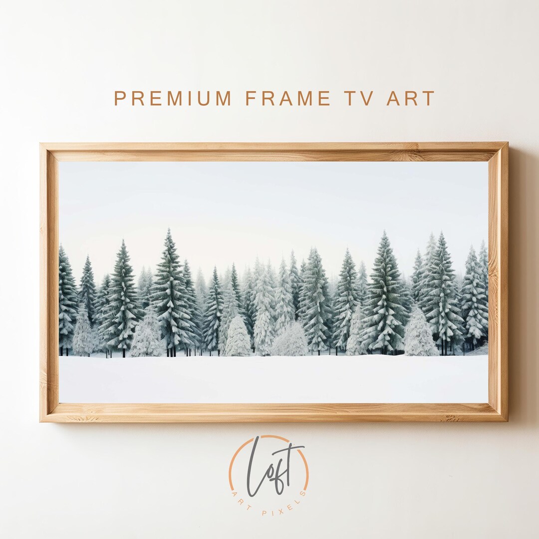 Snowy Trees Christmas Frame TV Art | Winter Holiday Digital Download - Etsy