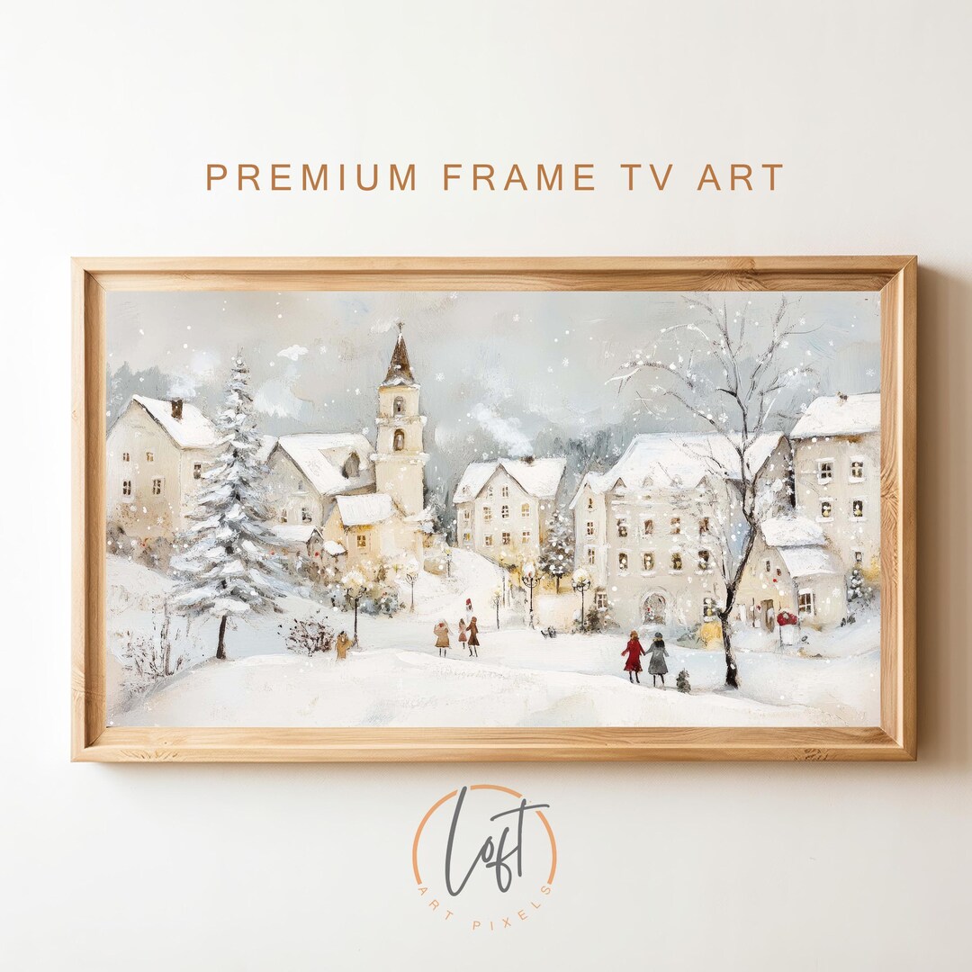 Christmas Village Frame TV Art, Scandi Winter Scene (digital Download ...