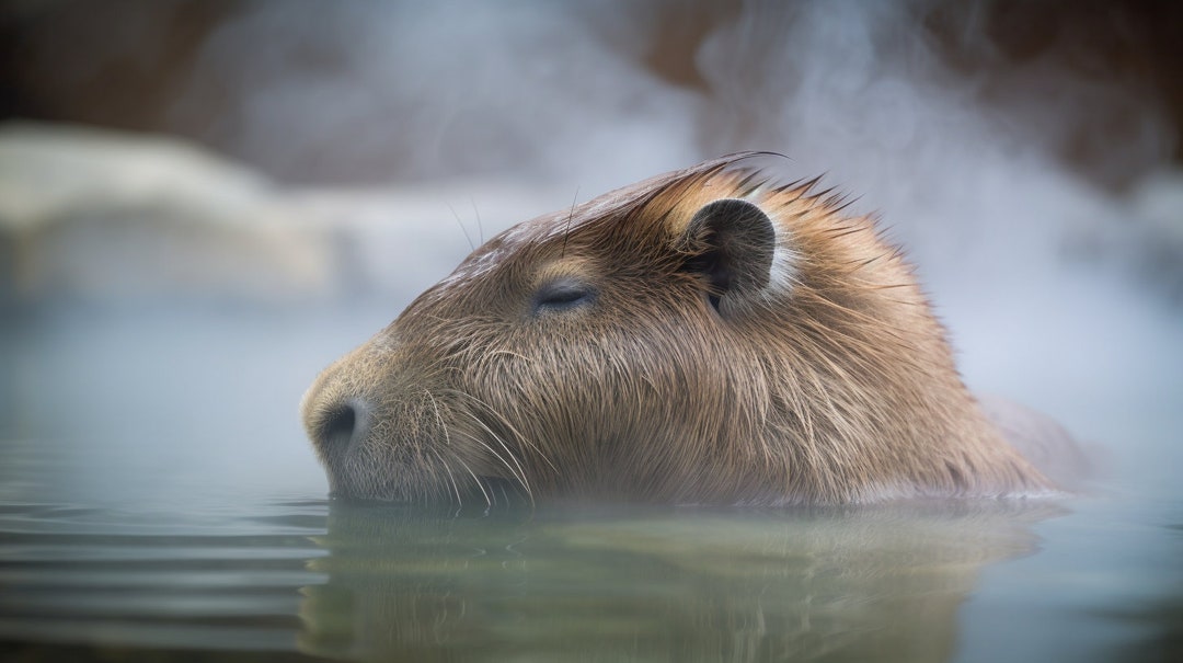 Capybara Relaxing in an Onsen - Etsy
