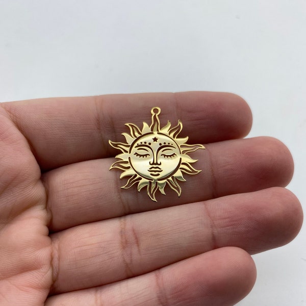 Sun Face Pendant - Etsy