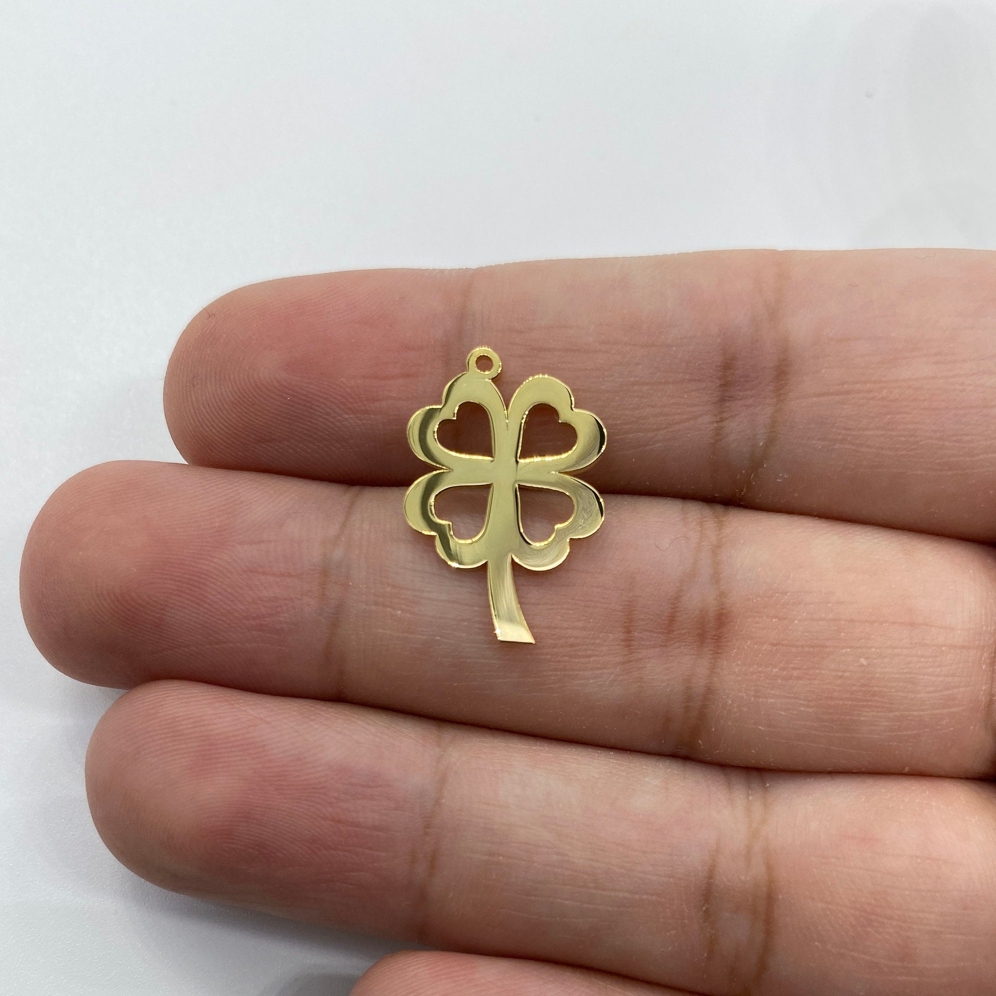 Four Leaf Clover Charms, Shiny Clover Pendants, 925 Sterling Silver ...