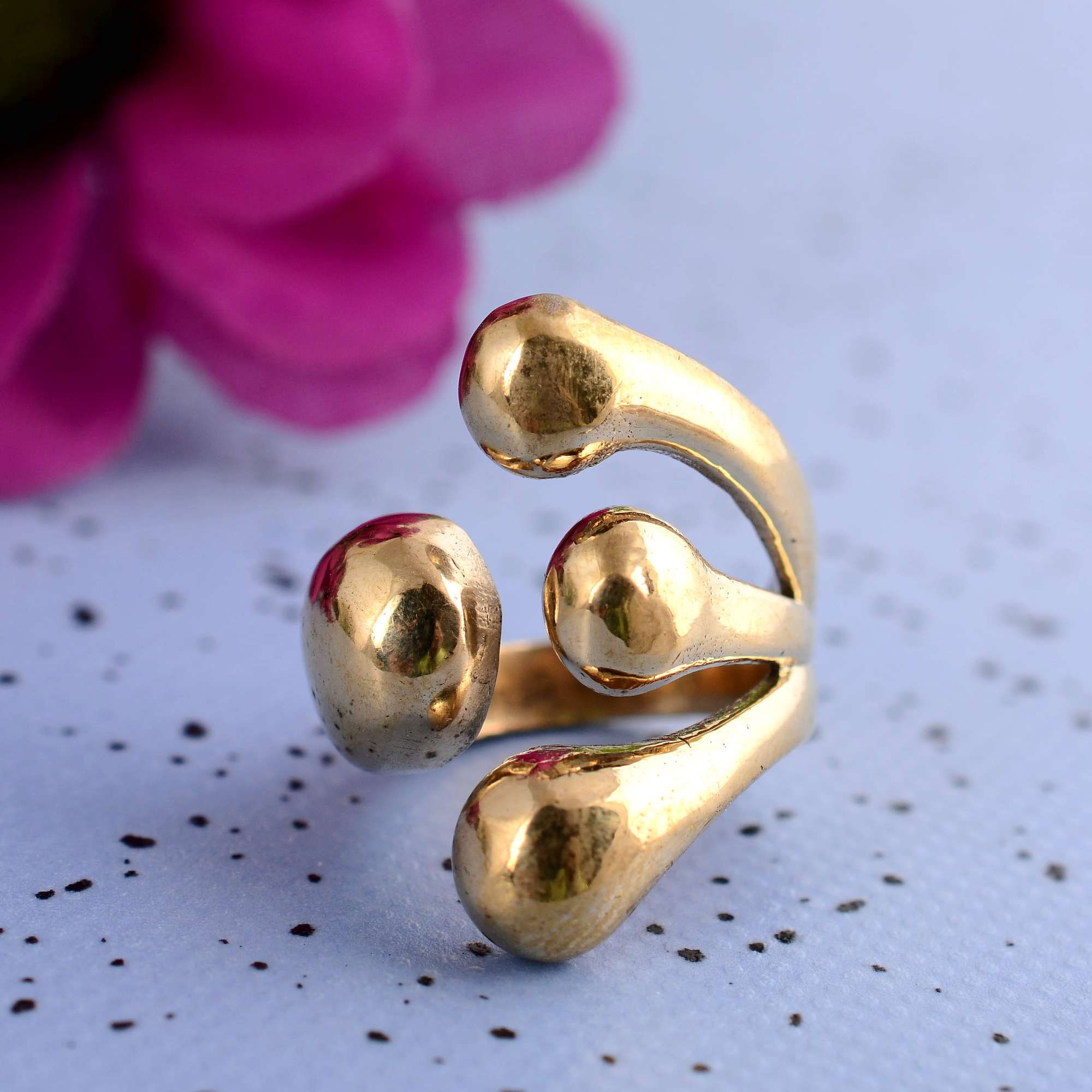 Gold Ball Ring, Bubbles Ring, Unusual Ring, Geometric Ring, Statement Ring, Modern Ring, Big ...