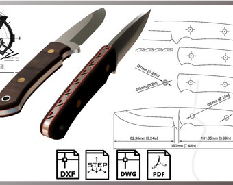 Knife Template, Pdf, Dxf, Dwg, Step - Etsy