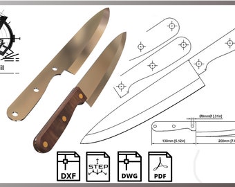 Knife Template Pdf Dxf Dwg Step (Download Now) - Etsy