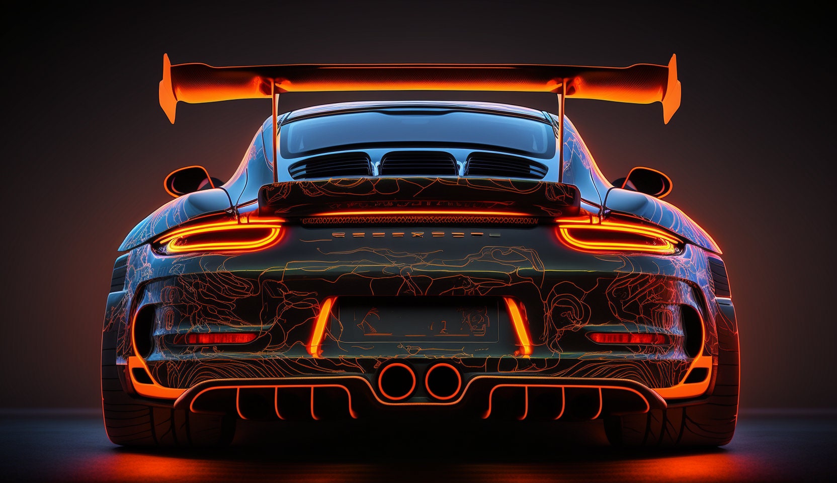 Porsche 911 GT3 RS in Neon Abstract Technicolor - Digital Art - Etsy