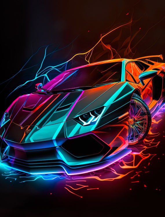 Lamborghini Aventador Blue Neon