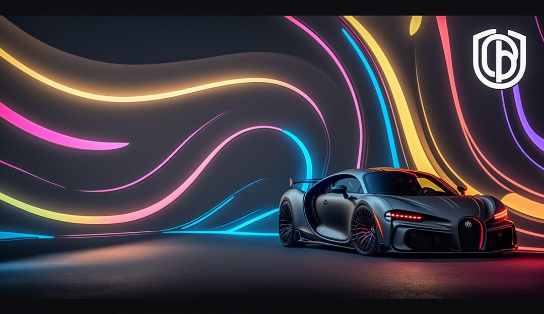 Bugatti Chiron With Neon Abstract Background - Digital Art Print - Etsy