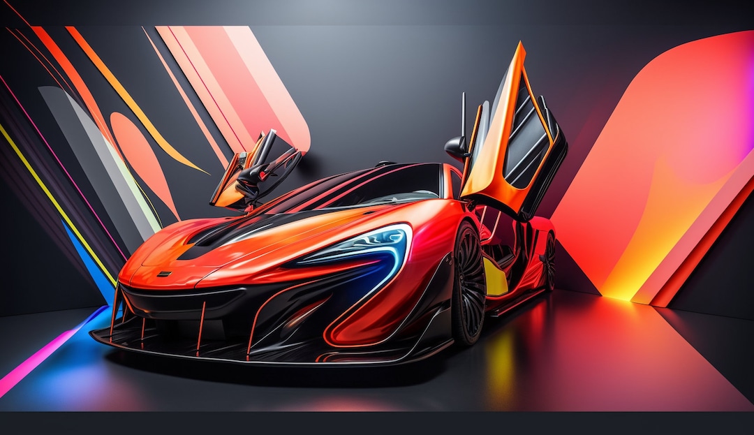 Mclaren P1 GTR With Neon Abstract - Digital Art - Etsy