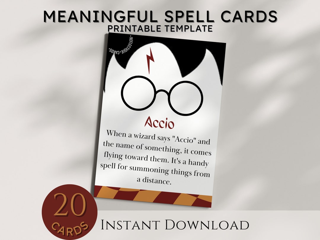 Spell Meaning Card Printable Wizard Card Magic Card Hogwarts Magic Deck ...