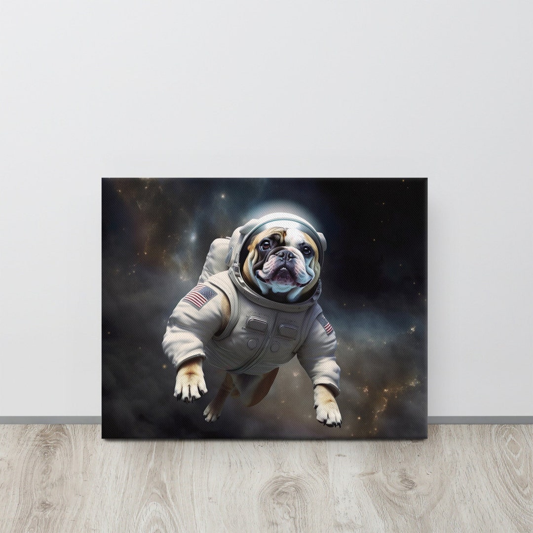 Bulldog Floating in Outer Space Adventurous Astronaut Bull - Etsy
