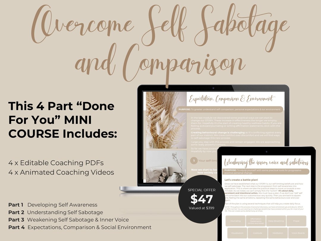 Overcome Self Sabotage & Comparison MINI COURSE Mindset Coach, Life ...
