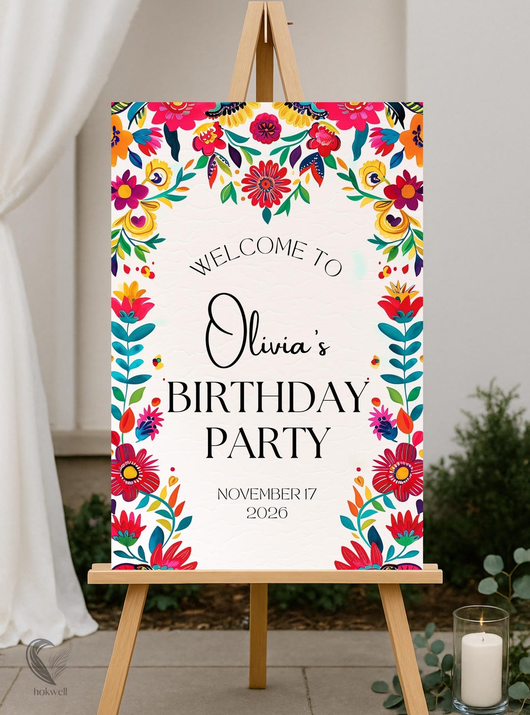 Fiesta Birthday Party Welcome Sign, Mexican Floral Party Poster ...