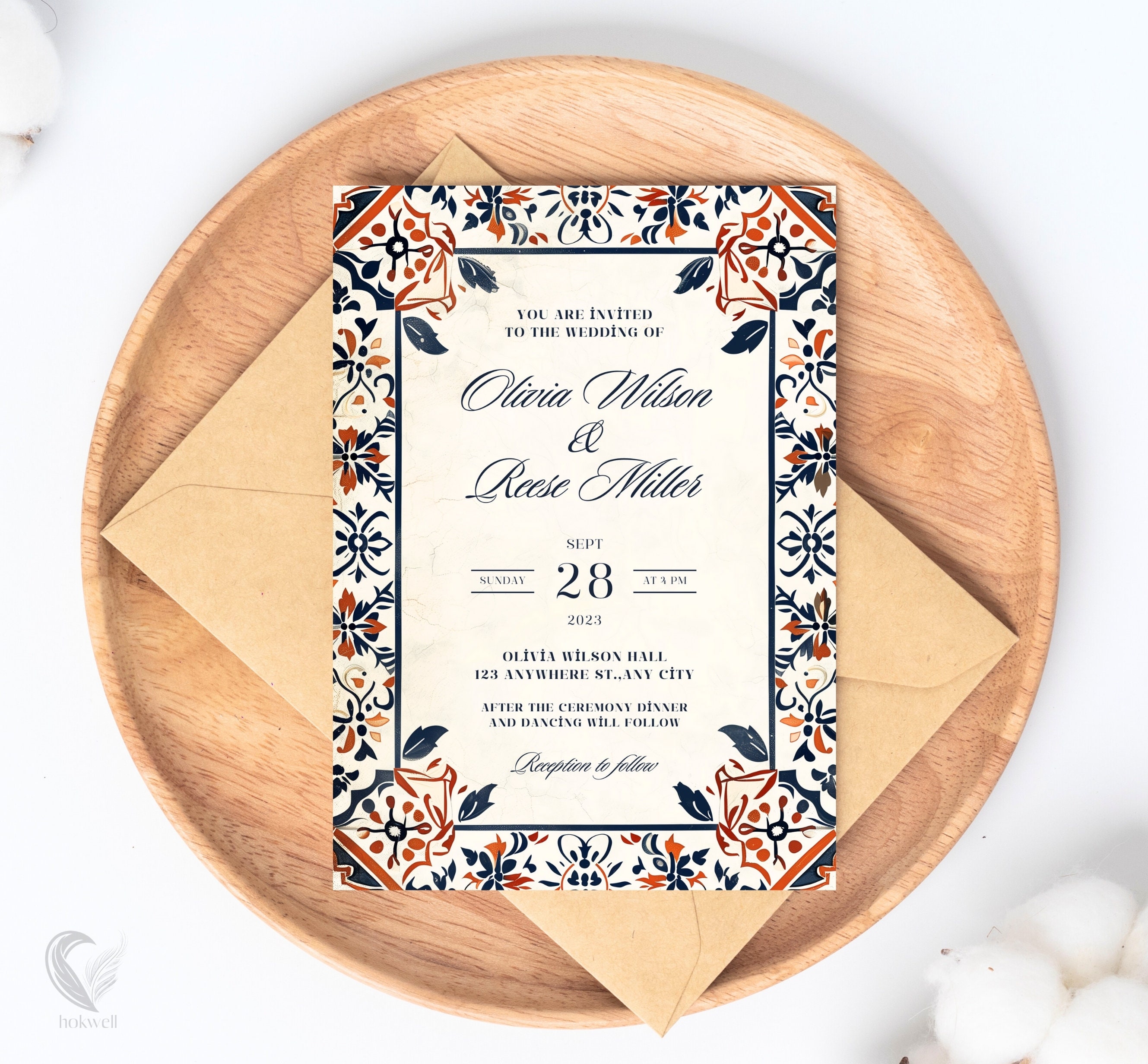 Mexico Wedding Invitation Suite, Digital Talavera Tile Design Invite ...