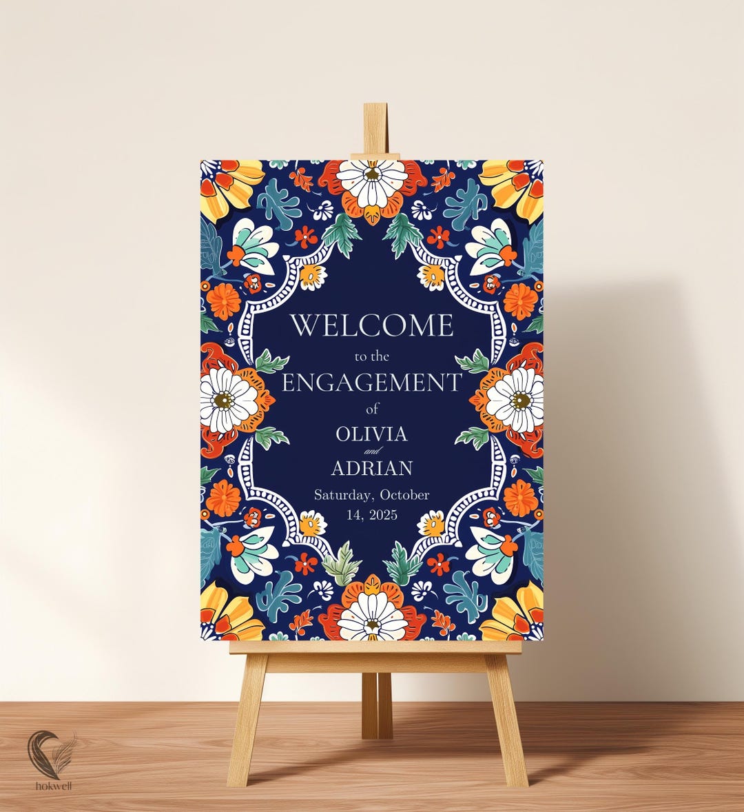 Talavera Tile Engagement Welcome Sign: Editable Fiesta Decor (20x28 ...
