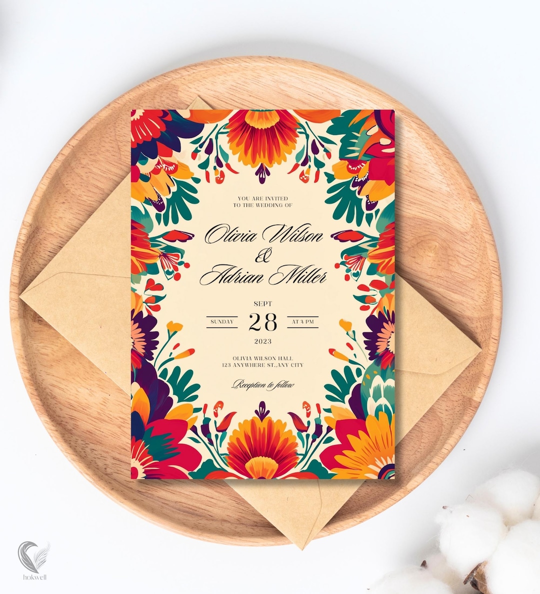 Mexican Wedding Invitation, Talavera Tile Fiesta Invite, Colorful ...