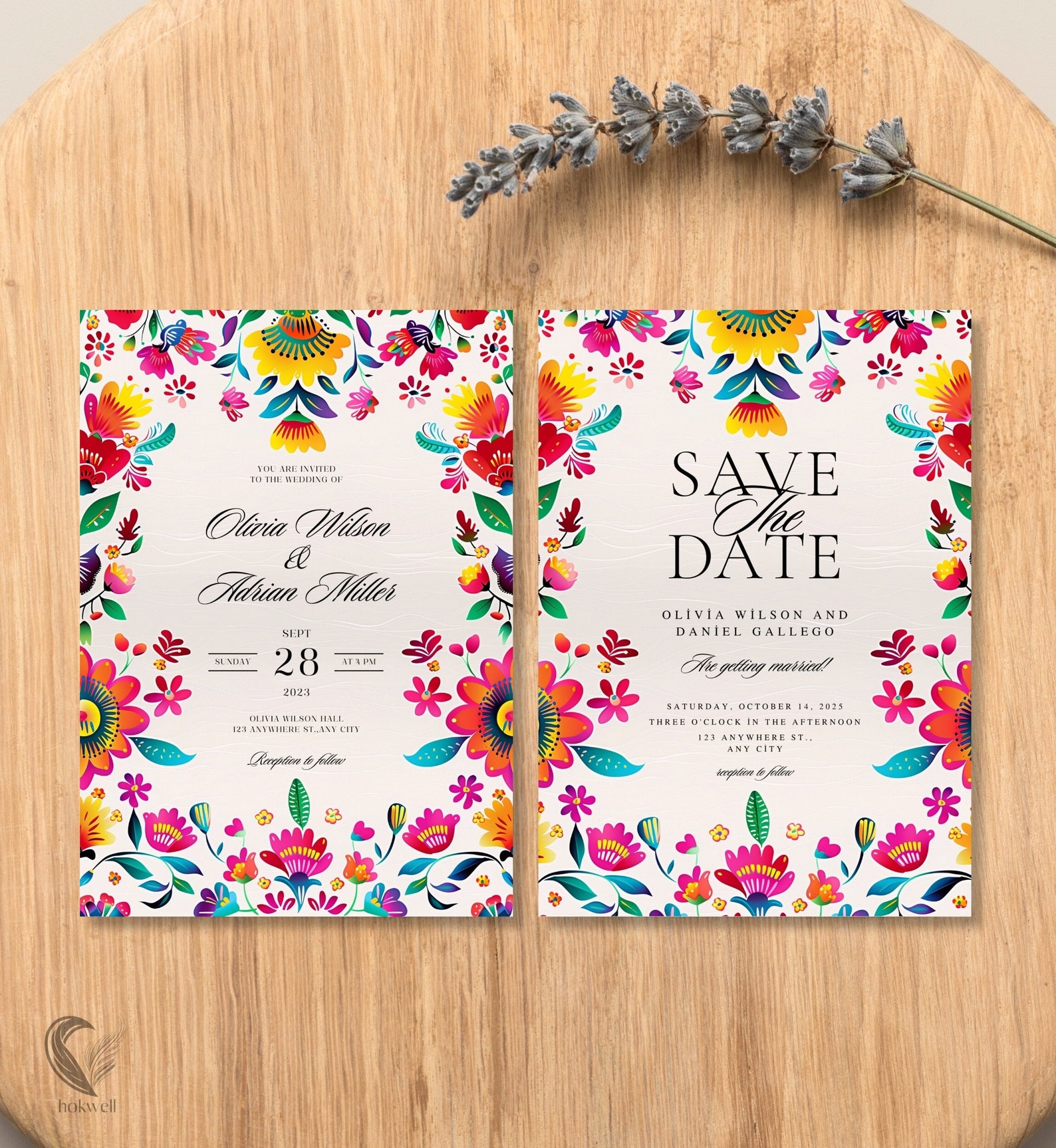Mexican Fiesta Wedding Invitation: Talavera Floral, Editable Template ...
