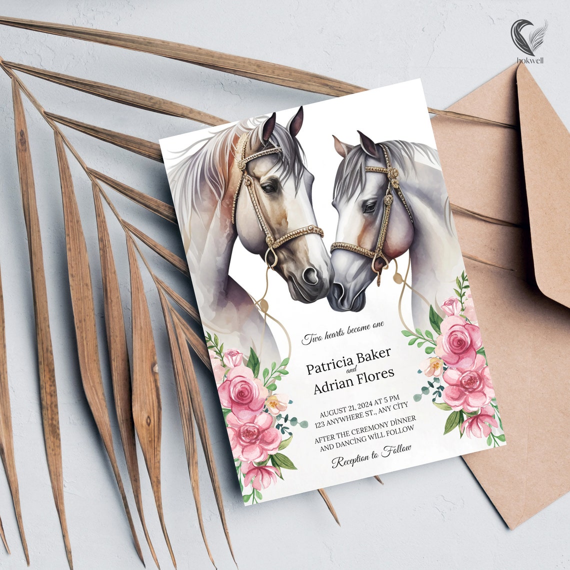 Horse Wedding Invitations Template, Floral Horse Wedding Invitations ...