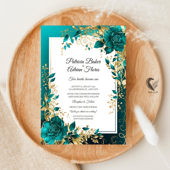 Wedding Invitation Aqua Blue Template Wedding Invitation Card Template