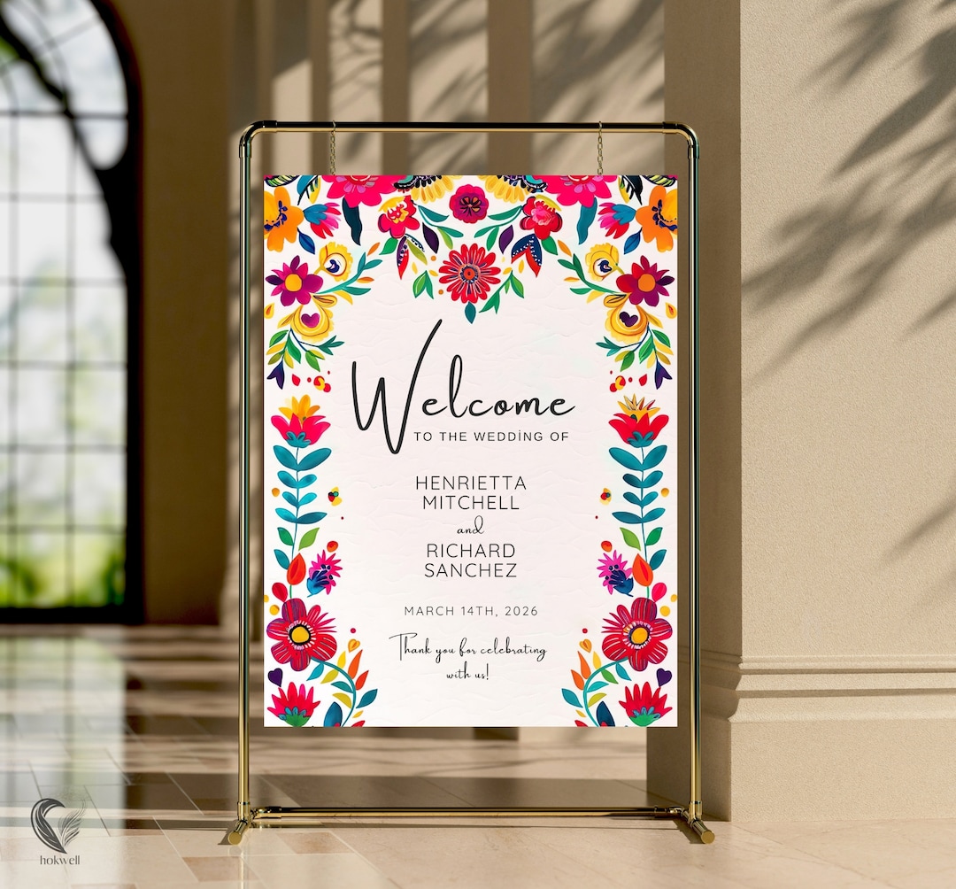 Mexican Wedding Welcome Sign: Talavera Floral Fiesta Decor (digital ...