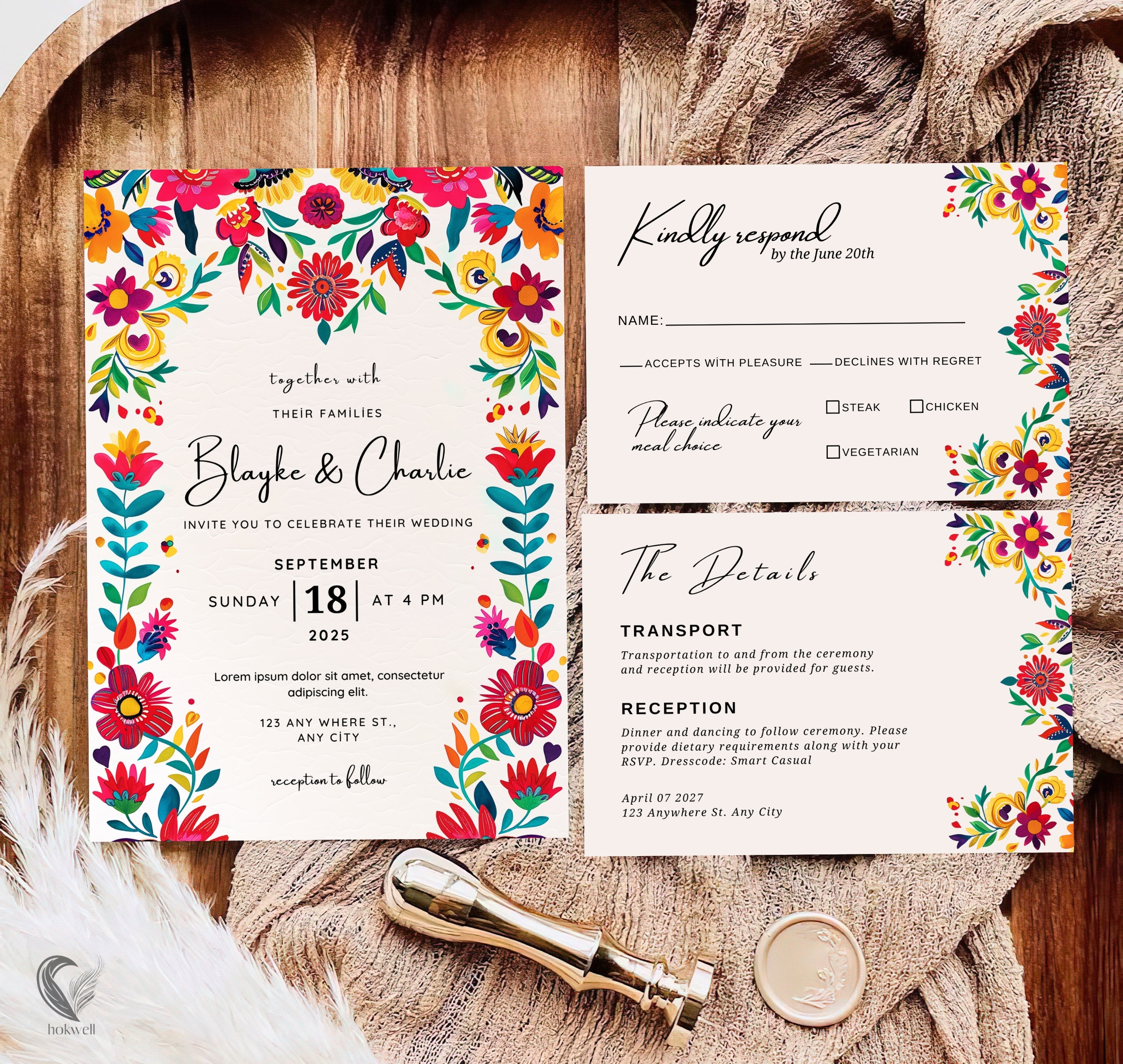 Mexican Wedding Invitation, Talavera Tile Fiesta Invites, Colorful ...