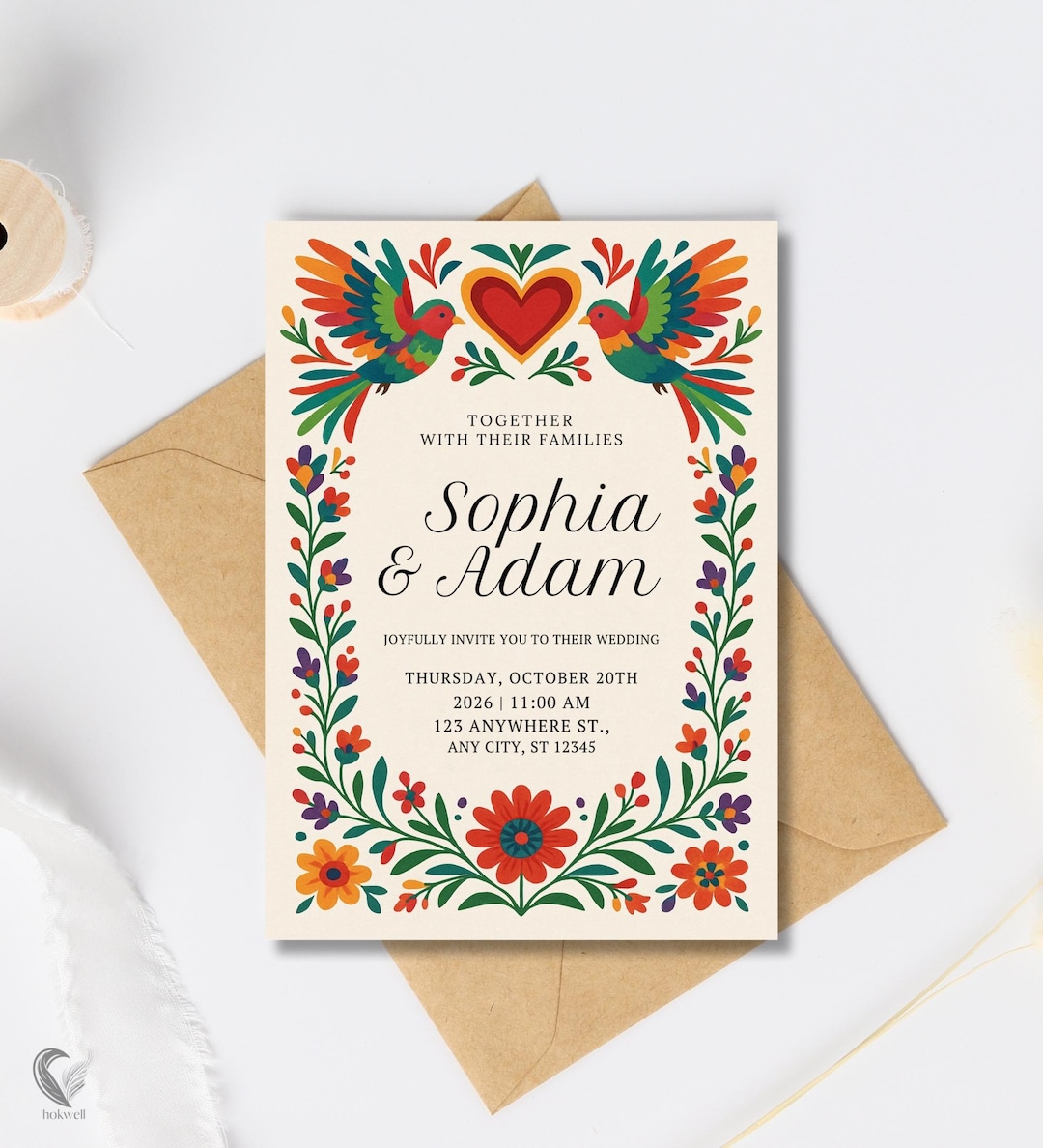 Mexican Wedding Invitation, Talavera Tile Fiesta Invite, Otomi Folk Art ...