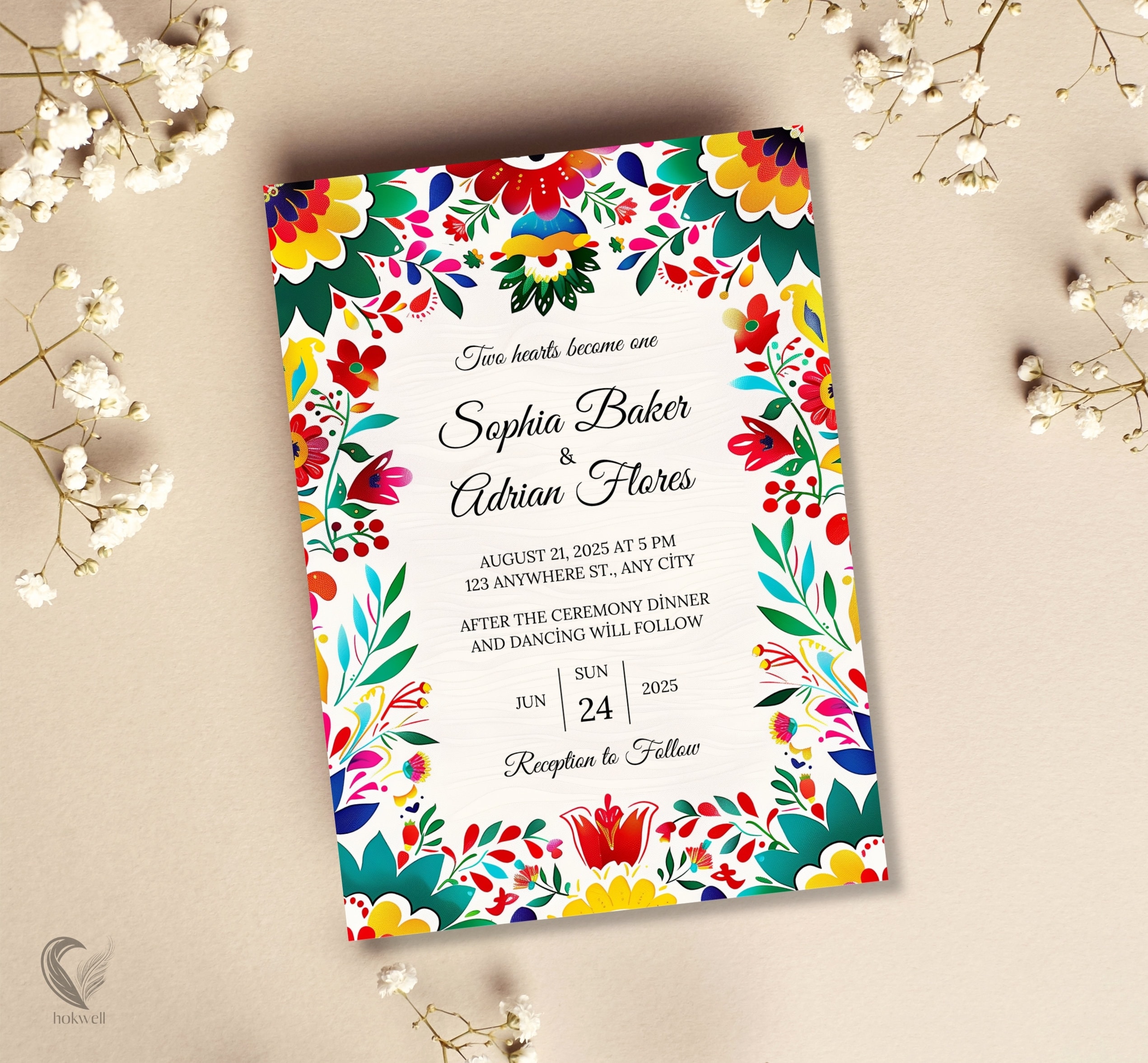 Colorful Mexican Wedding Invitation, Talavera Tile Fiesta Invite ...