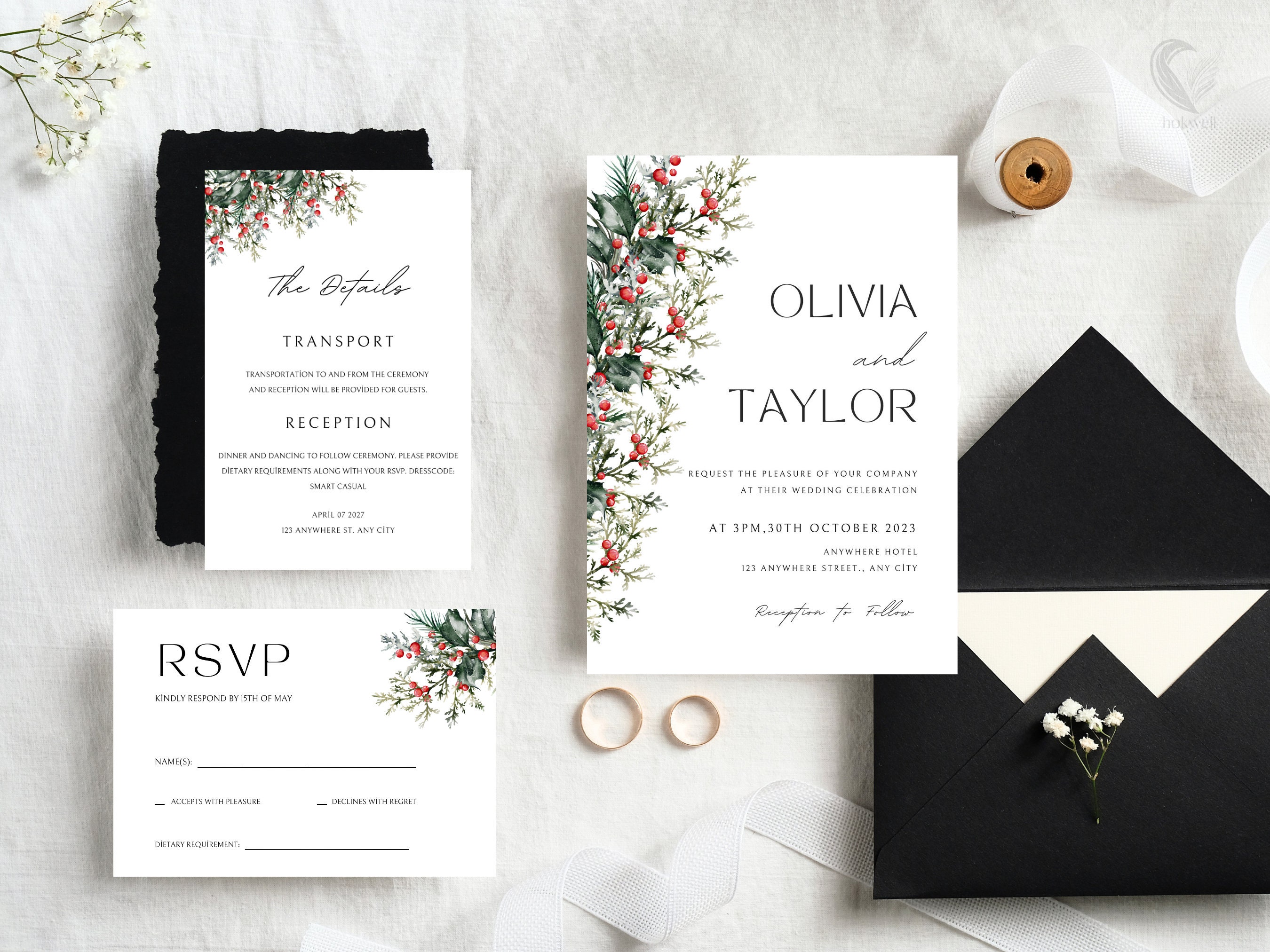 Holly Berry Wedding Invitations