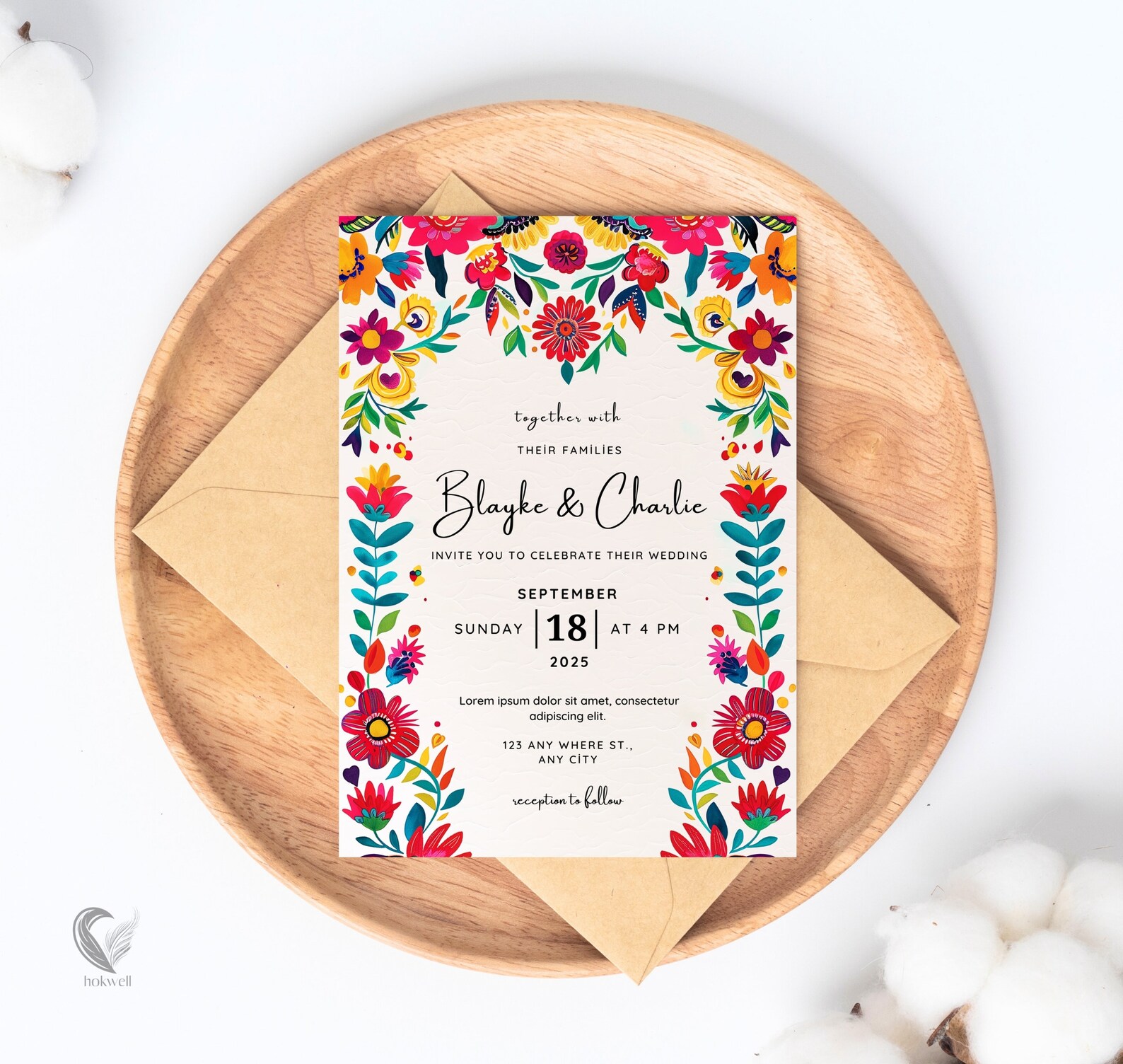 Mexican Wedding Invitation, Talavera Tile Fiesta Invites, Colorful ...