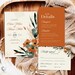 Boho Wedding Invitation, Burnt Orange and Emerald Green Floral Invite ...