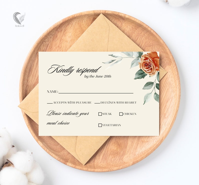 Rustic Boho Wedding Invitation, Terracotta Floral Invite, Orange and ...