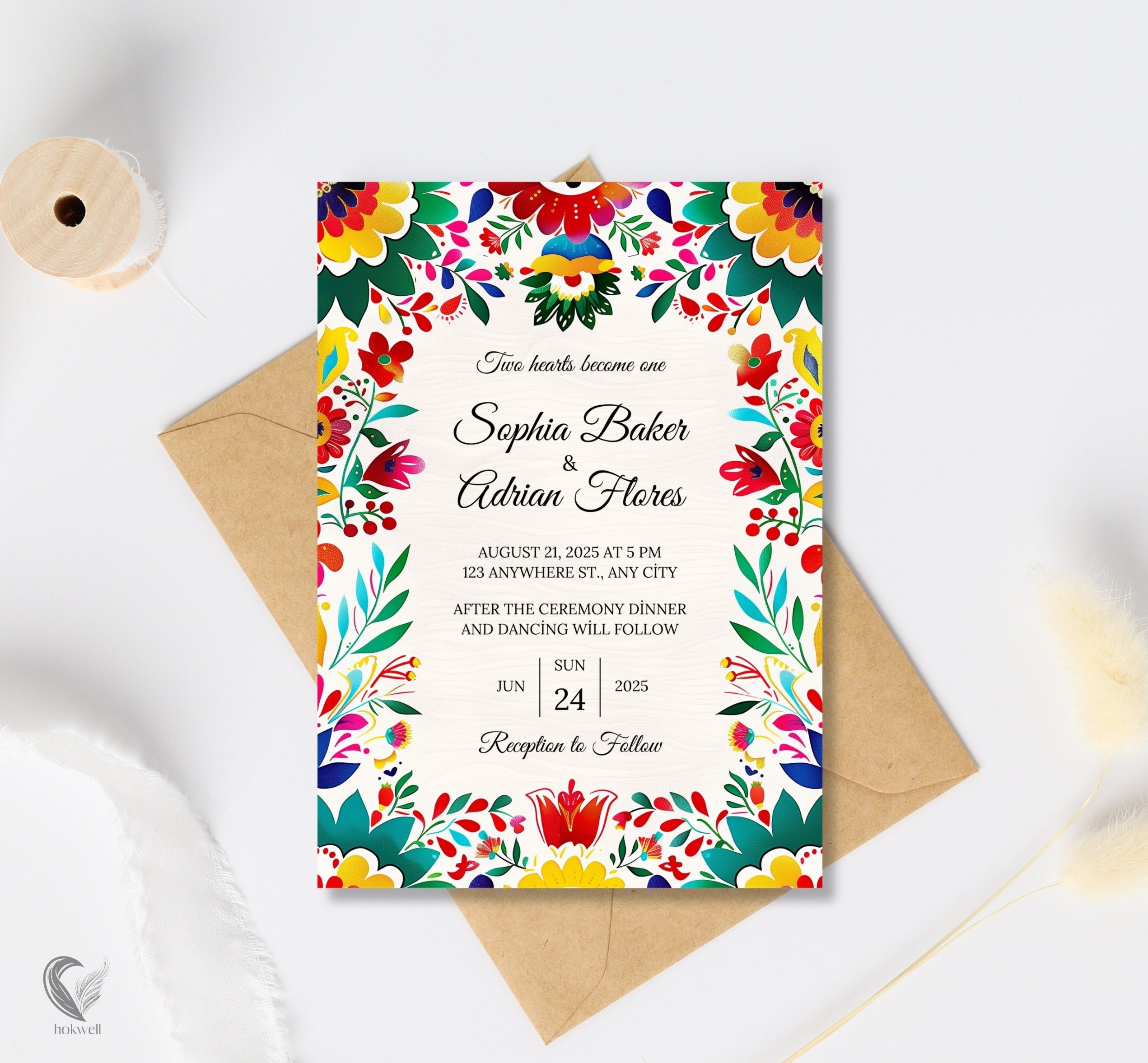 Colorful Mexican Wedding Invitation, Talavera Tile Fiesta Invite ...