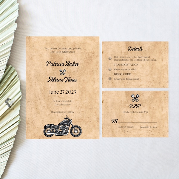 Motorcycle Wedding Invitations - Etsy