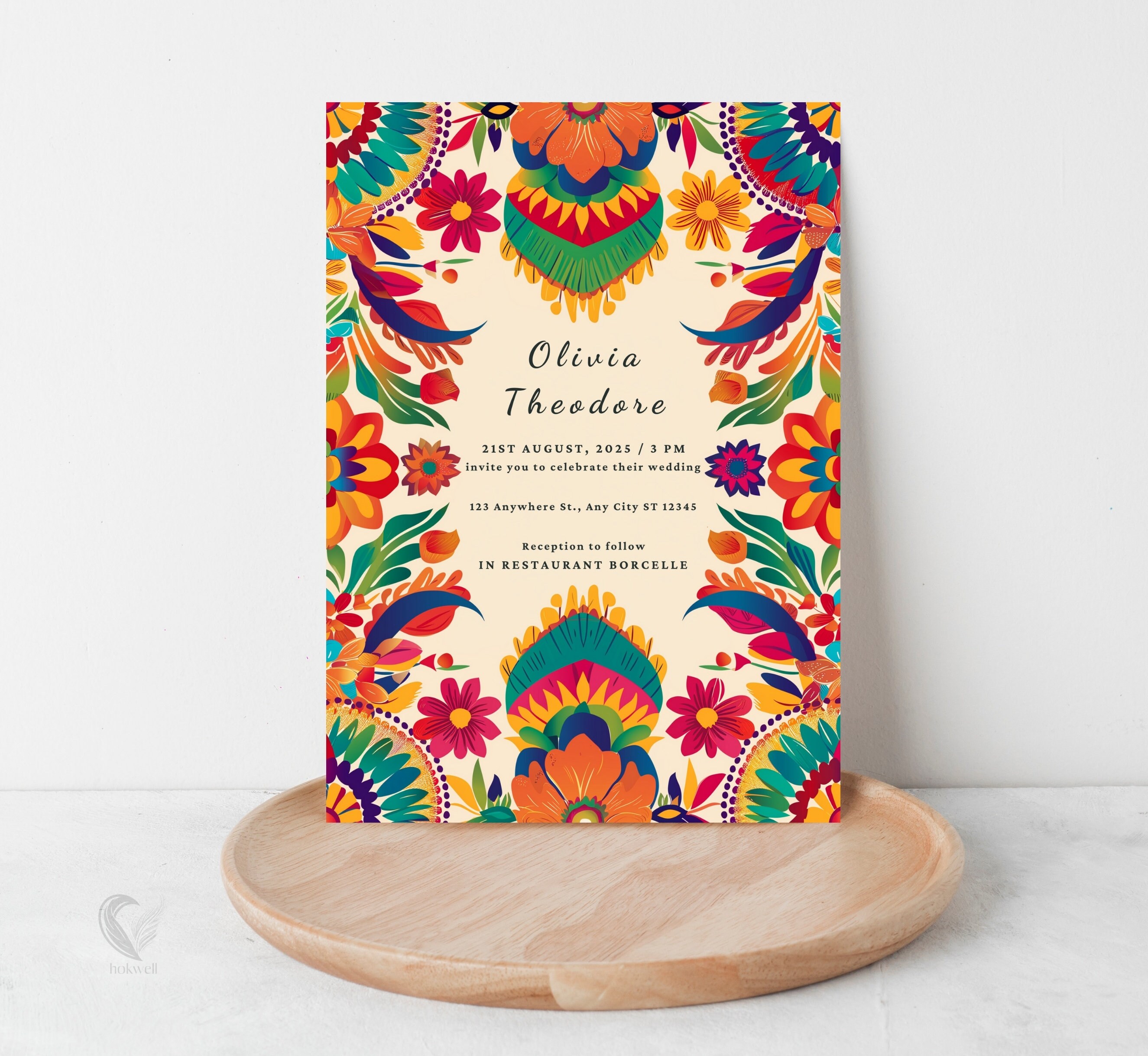 Customizable Fiesta Wedding Invitation: Vibrant Mexican Floral (digital ...