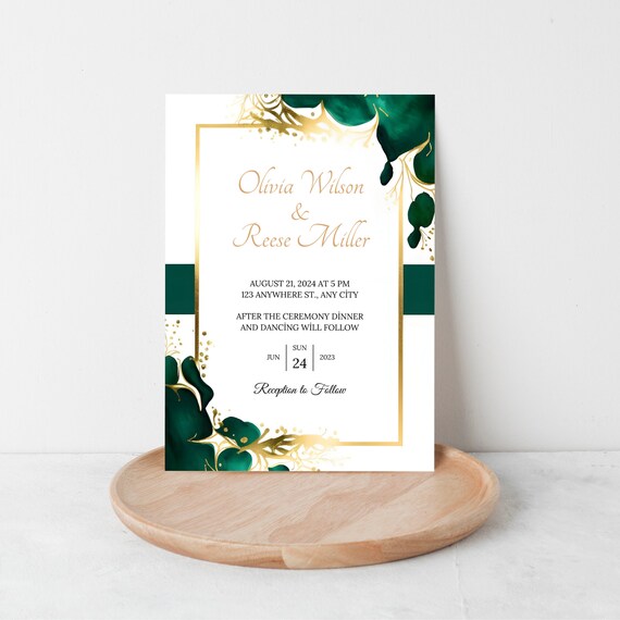 Emerald Card Invitation Different Colors Emerald Green And Gold