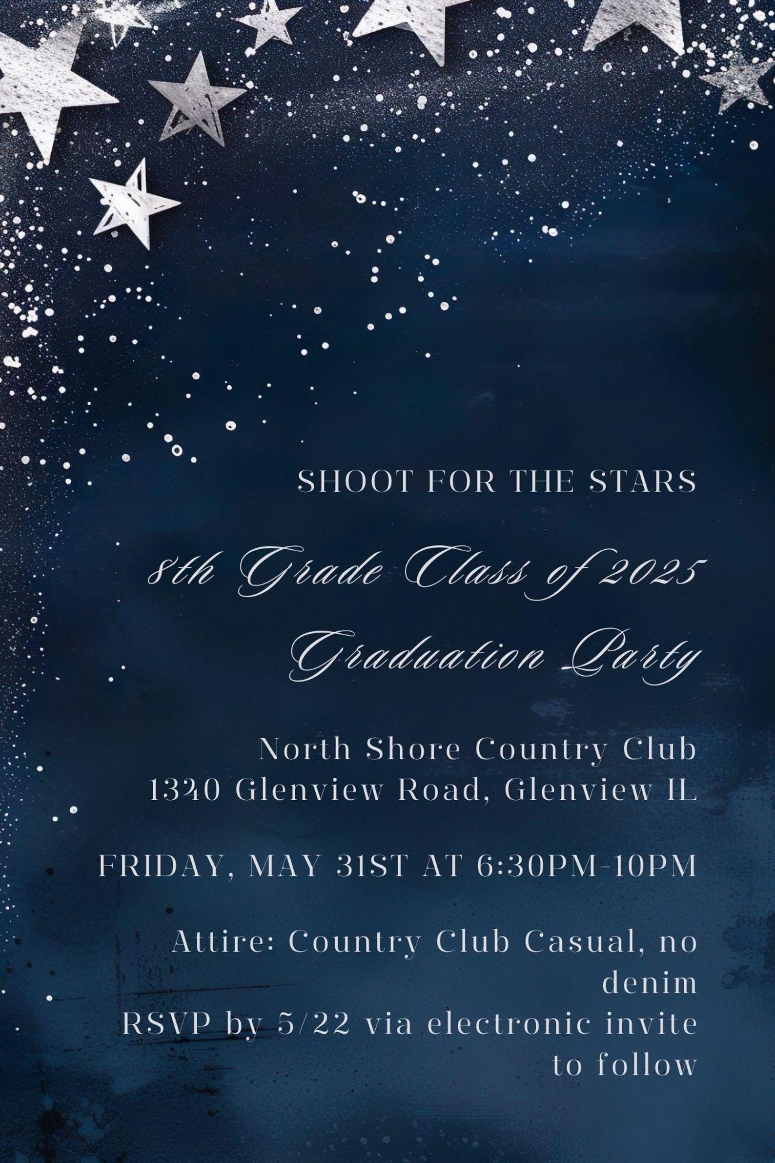 Starry Night Graduation Invitation: Navy & Silver (digital Download) - Etsy