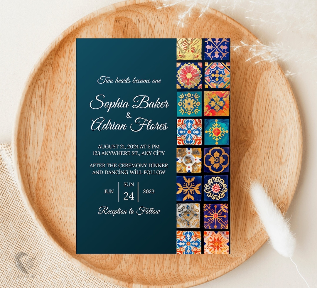 Editable Talavera Tile Inspired Wedding Invitation | Digital Download ...