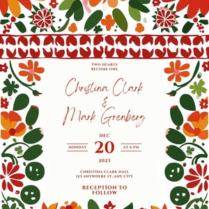 Mexican Fiesta Wedding Invitation | Vibrant Papel Picado Design 5x7 ...