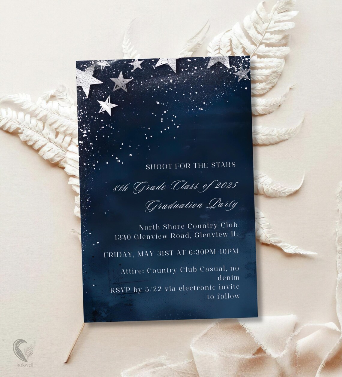 Starry Night Graduation Invitation: Navy & Silver (digital Download) - Etsy