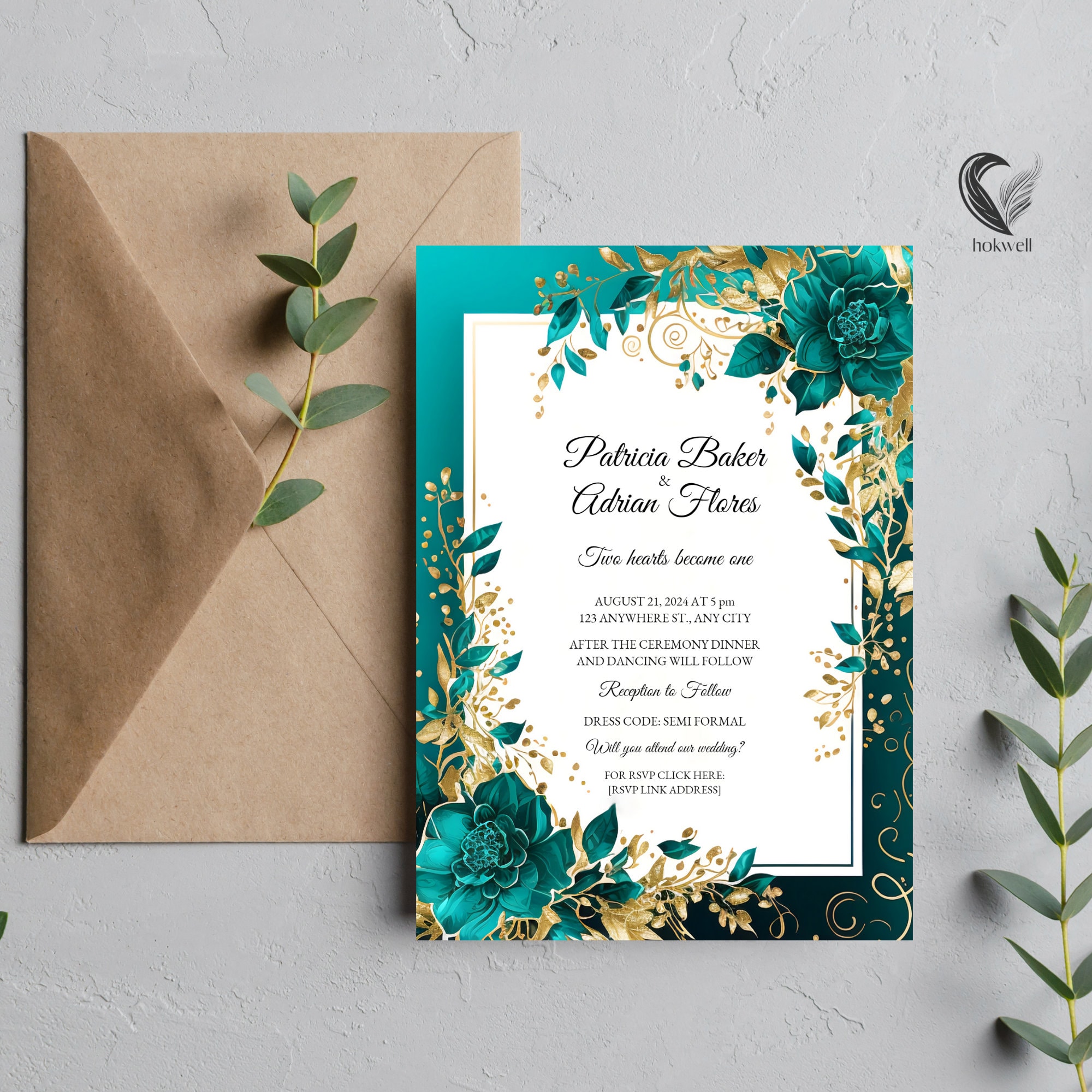 Turquoise Wedding Invitation Border Design Turquoise Palm Court Border