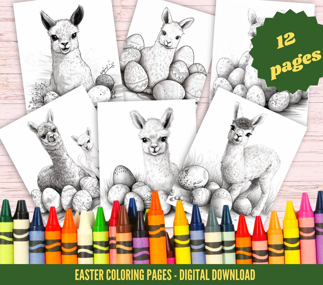 Easter Coloring Pages With Cute Alpacas: Printable A4 and Letter Pages ...
