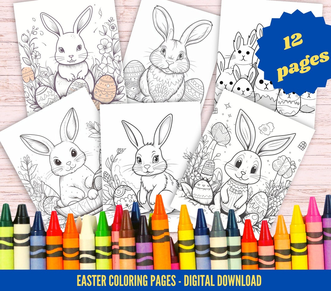 Easter Coloring Book With Bunnies, Easter Coloring Pages for Kids ...