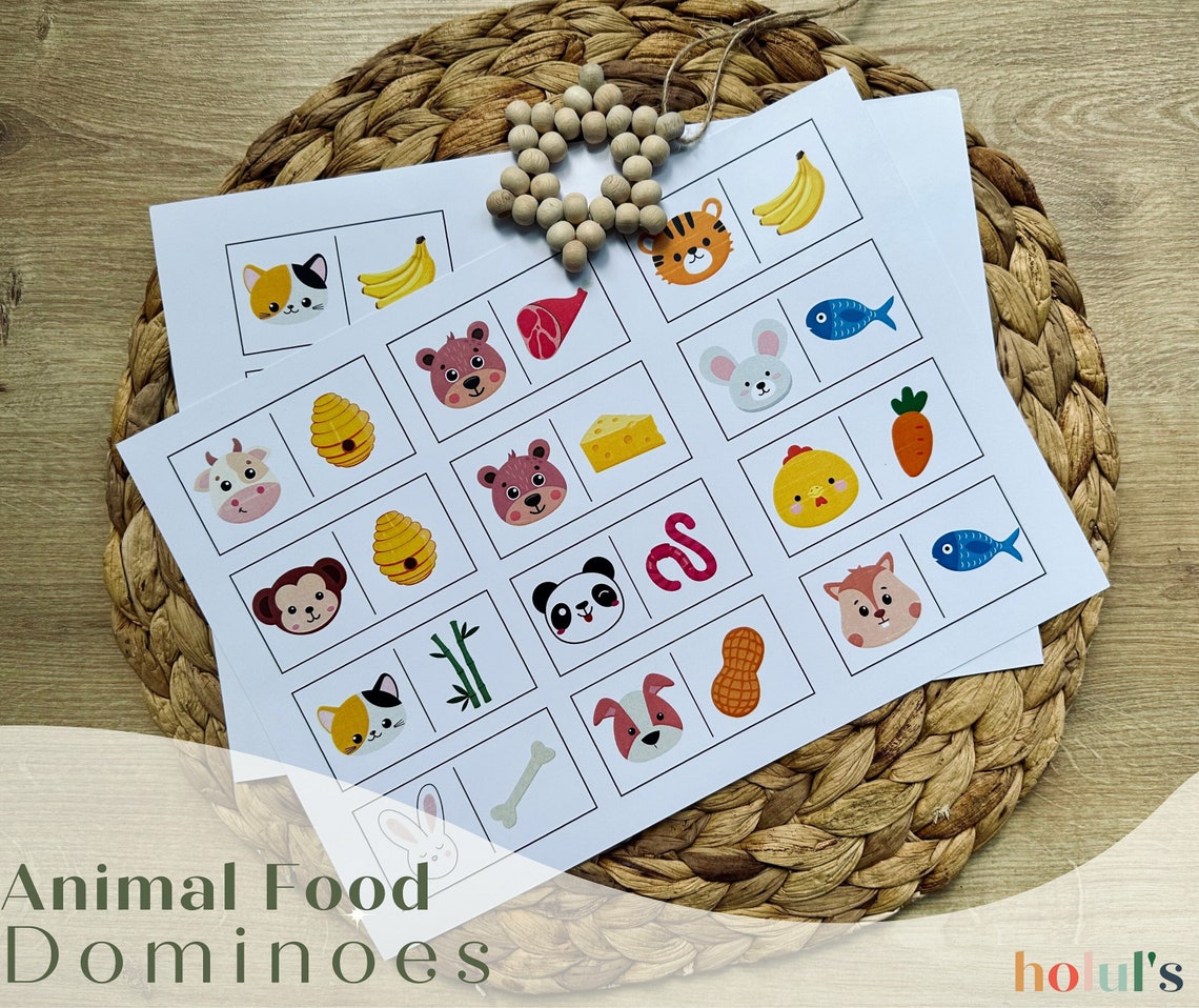 Animal Food Dominoes Printable Kids Activities Planning - Etsy