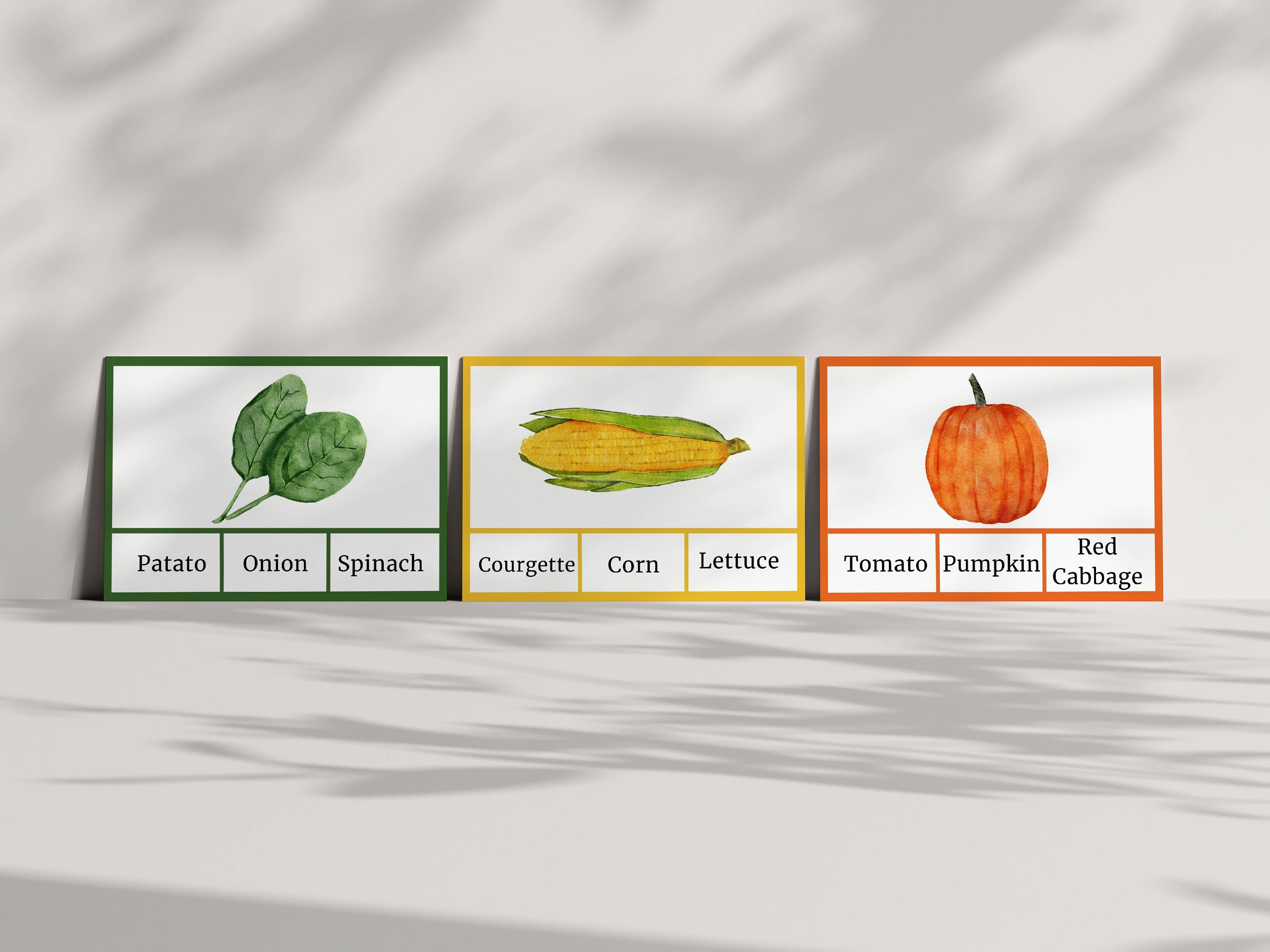Matching Vegetables Flash Cards Educational Game Memory - Etsy