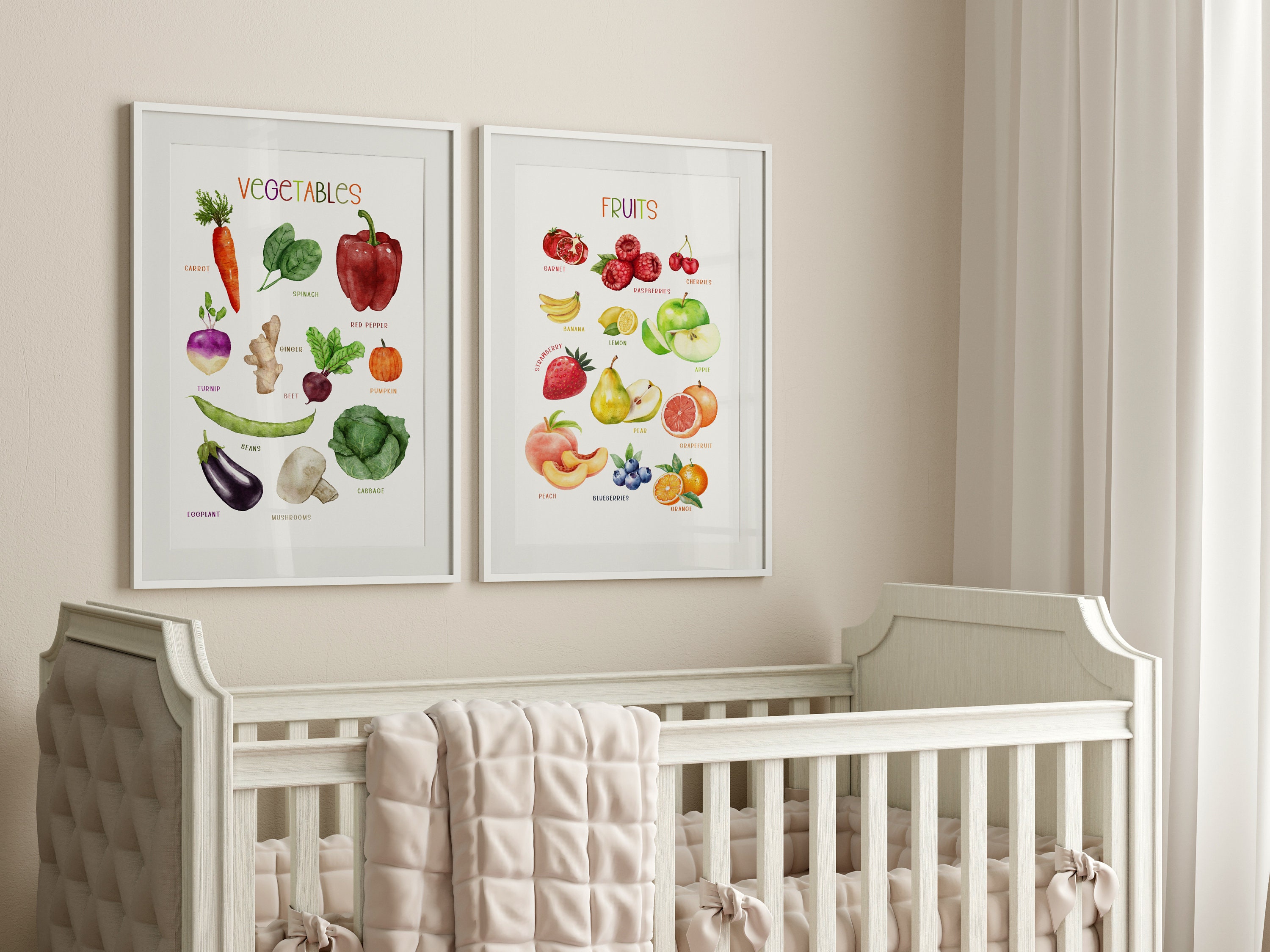 Set of 2 Educational Posters • Fruits Poster • Vegetables Poster ...