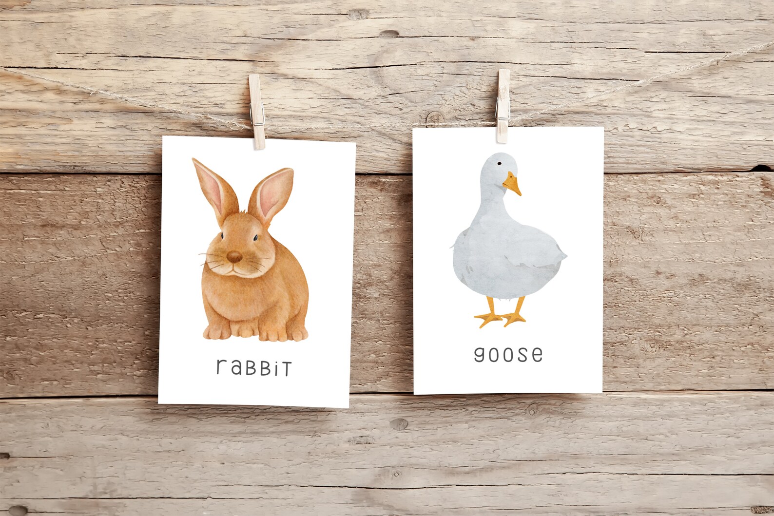 20 Farm Animals Cards •montessori Flash Cards •pre-school Cards •farm ...