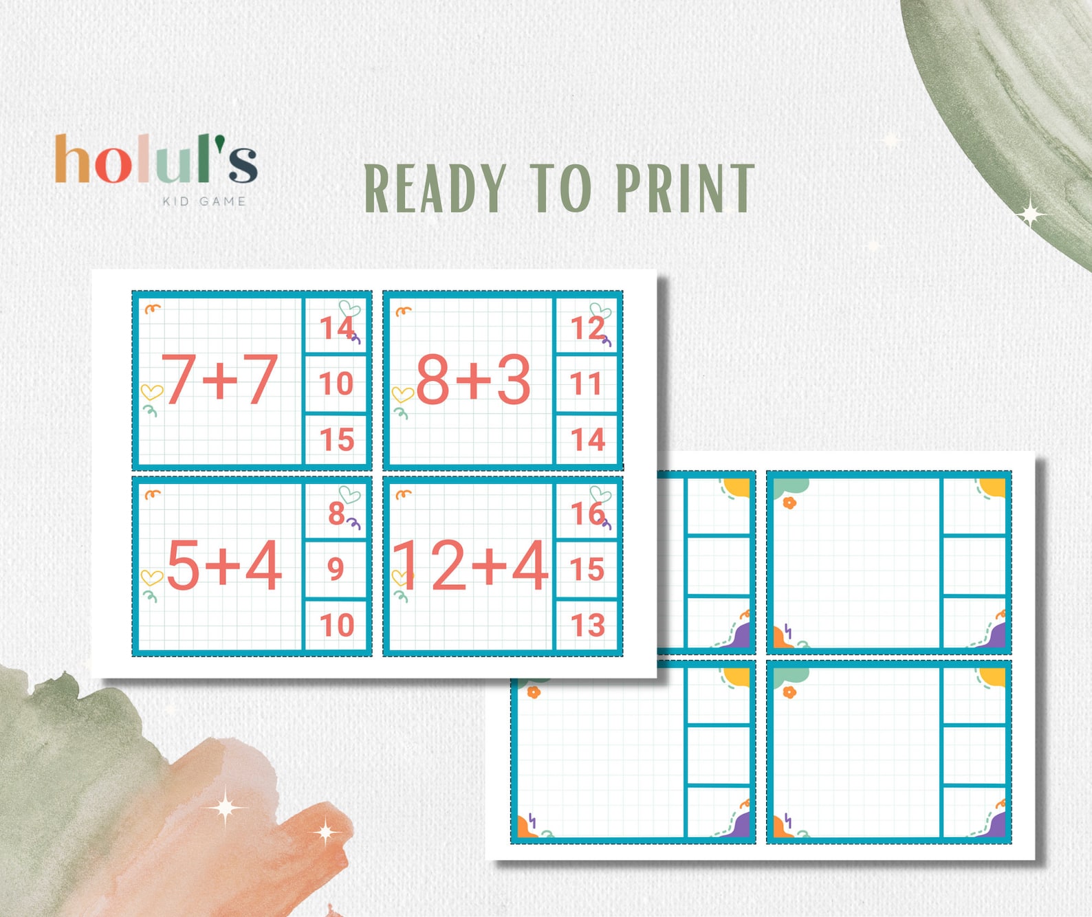 Math Printable Cards •kindergarten Math • First Grade Math • Addition ...