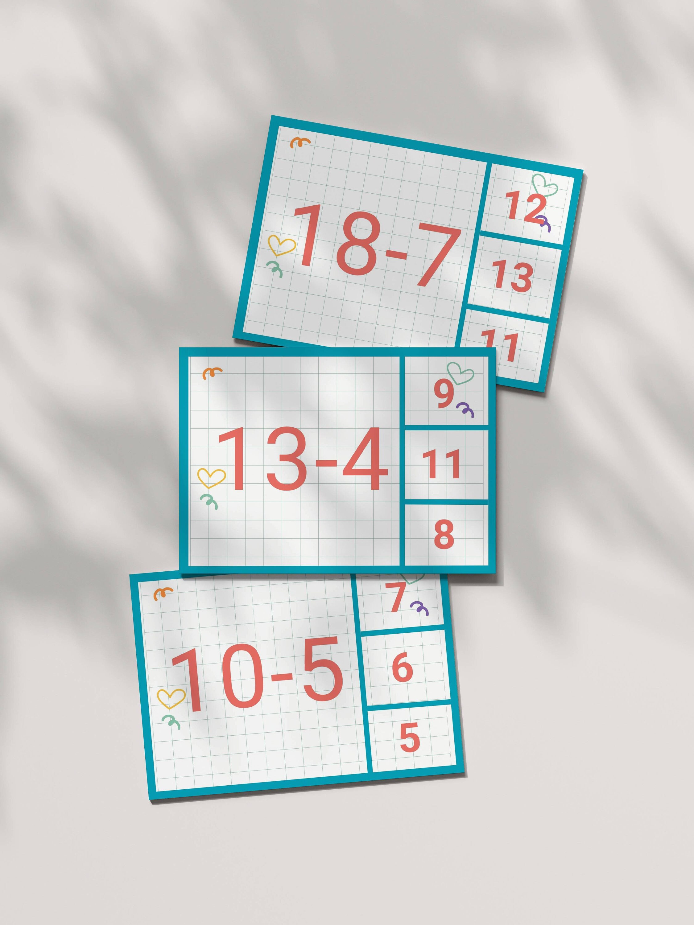 Math Printable Cards •kindergarten Math • First Grade Math • Addition ...